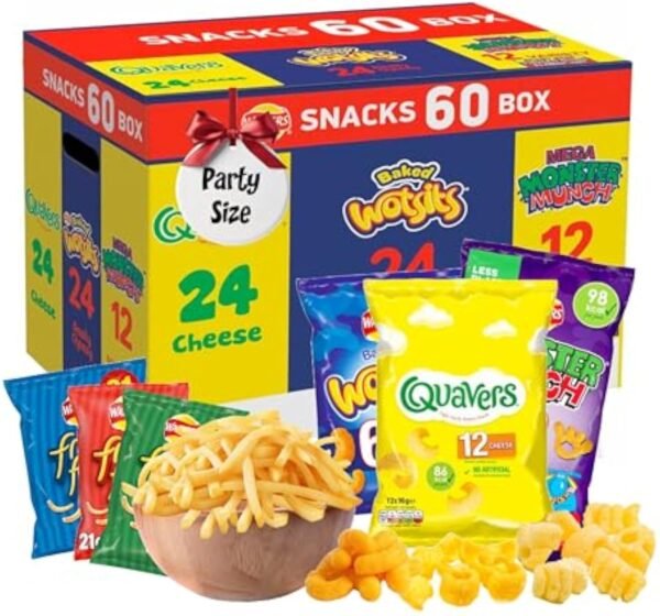 Assorted Flavour Crisps Multipack Box – Variety of 60 Crisps Snacks Box ...